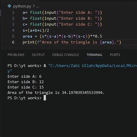Calculate Triangle Area Using Herons Formula In Python Simple