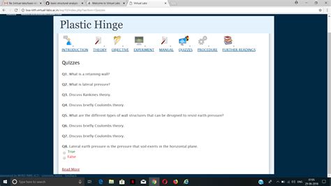 Basic Structural Analysis Labplastic Hinge Experimentquizzes · Issue 46 · Virtual Labs