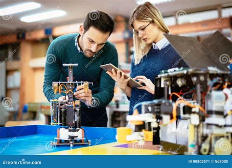 Robotics Engineer Students Teamwork Stock Image Image Of Machinist