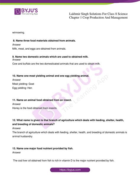 Lakhmir Singh Science Class 8 Solutions For Chapter 1 Crop Production