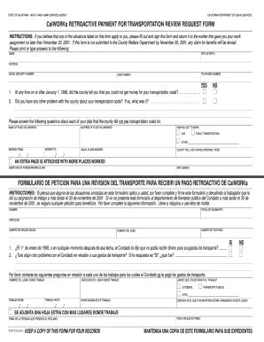 California Calworks Transportation Review Request Form Blank Fillable