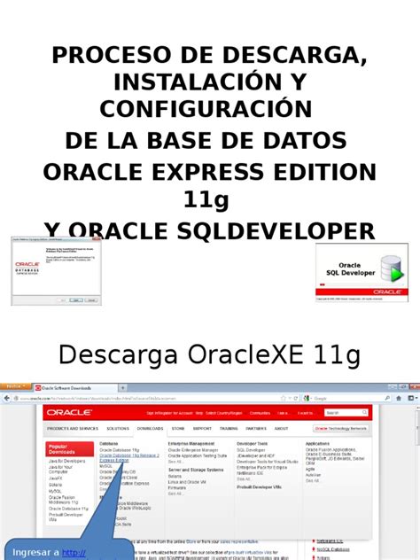 Manual Intalacion Oracle Express 11g Y Sql Developer Pdf Sql Oracle Corporation
