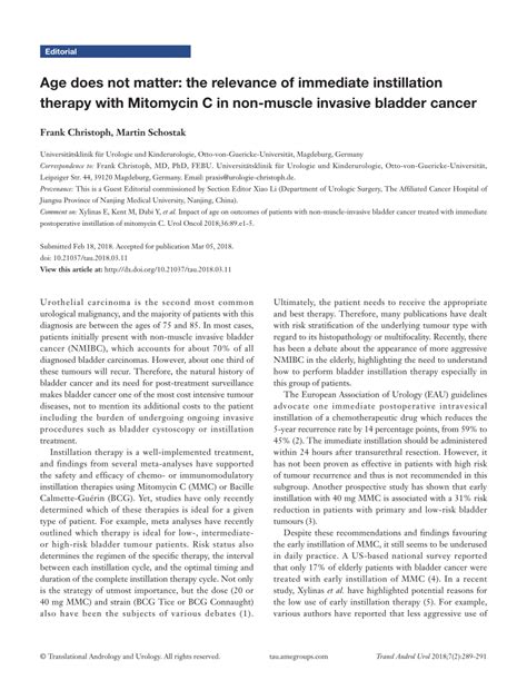 Pdf Age Does Not Matter The Relevance Of Immediate Instillation