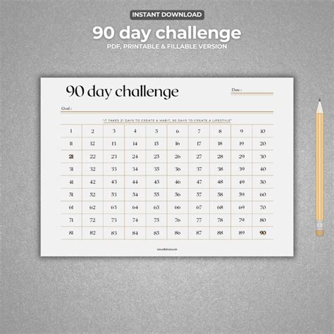 90 Day Challenge Pdf Printable And Fillable Version