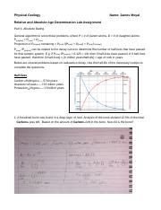 Geologic Dating Lab Assignment Docx Physical Geology Name James Moyal Relative And Absolute