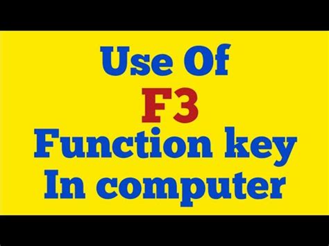 Use Of F3 Key In Computer Function Key YouTube