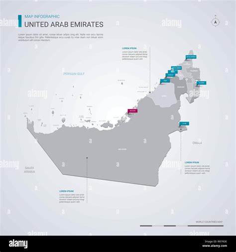 united arab emirates vector map with infographic elements pointer