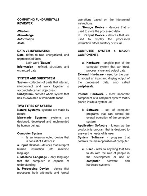 Comp Fund Reviewer 1 Pdf System Programming