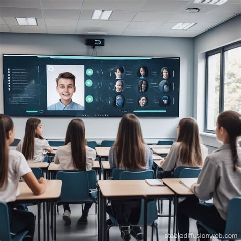 High Tech Classroom Scene With Facial Recognition Stable Diffusion Online