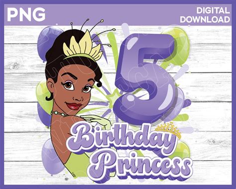 Princess Tiana Birthday Girl Age 5 Png Image Princess Tiana Digital