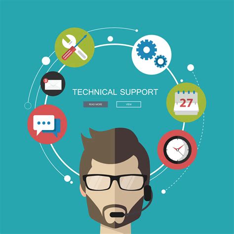 Support Service Concept Flat Design Illustration With Icons Technical
