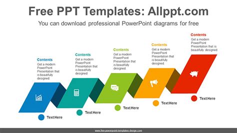 Cascading Ribbon PowerPoint Diagram Template Powerpoint And Google