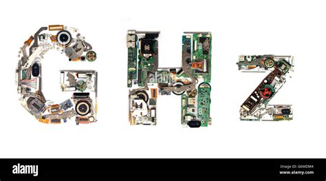 The Word GHz Made With Letters That Are Made Of Computer Parts Stock Photo Alamy