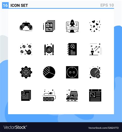 Modern Set 16 Solid Glyphs Pictograph Click Vector Image