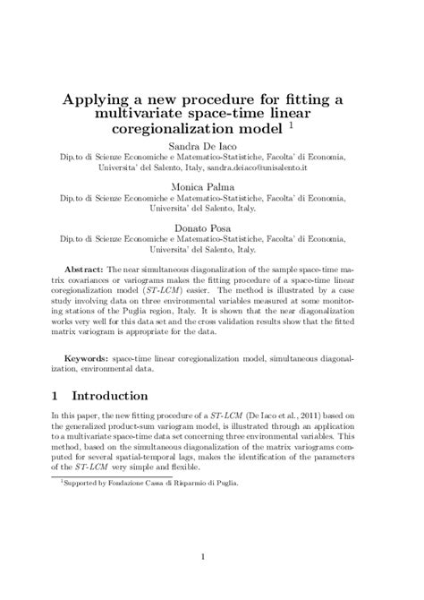 Pdf Applying A New Procedure For Fitting Amultivariate Space Time Linear Coregionalization Model