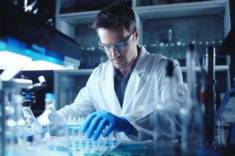Premium AI Image A Female Scientist Working On A Glass Tube In A Lab