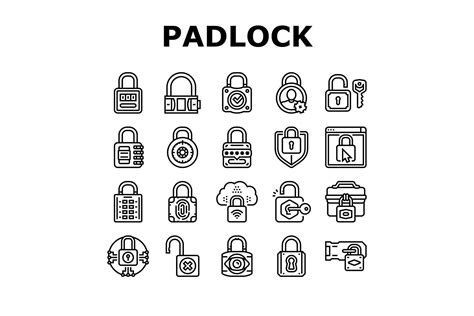 Padlock Lock Safe Password Key Icons Set Graphic By Stockvectorwin · Creative Fabrica