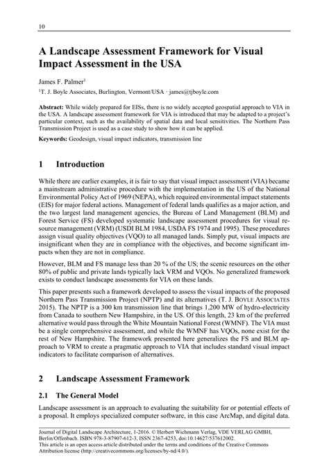Pdf A Landscape Assessment Framework For Visual Impact Assessment In The Usa