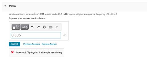 Solved Part Awhat Capacitor In Series With A 100Ω ﻿resistor