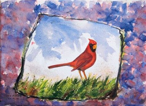 Cardinal With Jaggy Border And Purple