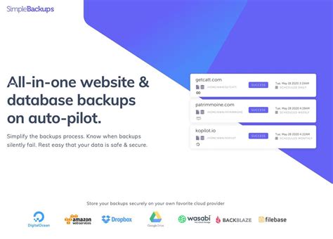 automated server and database backups to filebase with simplebackups