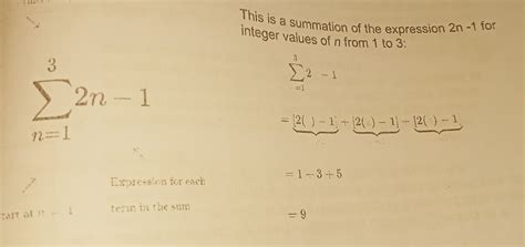 Solved This Is A Summation Of The Expression 2n 1 For Integer Values