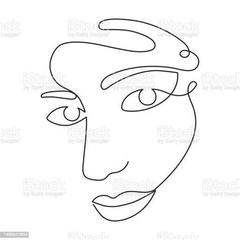 여자는 한 라인 아트 손으로 그린 연속 윤곽에 직면합니다 매력적인 소녀 초상화 아름다움 개념 편집 가능한 획 격리 벡터 그림 그리기에 대한 스톡 벡터 아트 및 기타 이미지