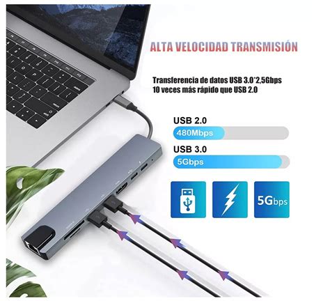 Tipo C Hub En Belug Adaptador Usb C A Hdmi Con Ethernet Gris Coppel Com