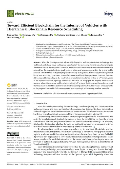 Pdf Toward Efficient Blockchain For The Internet Of Vehicles With