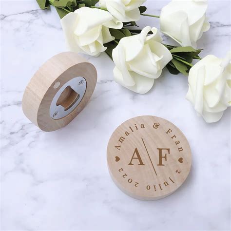 Personalized Wooden Bottle Opener Magnet Custom Engraved Wood Fridge