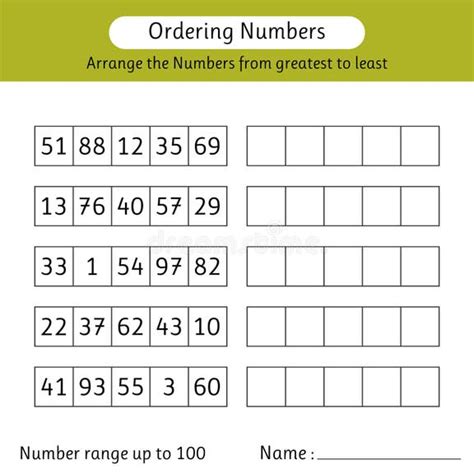 Ordering Numbers Worksheet Number Range Up To 100 Arrange The Numbers