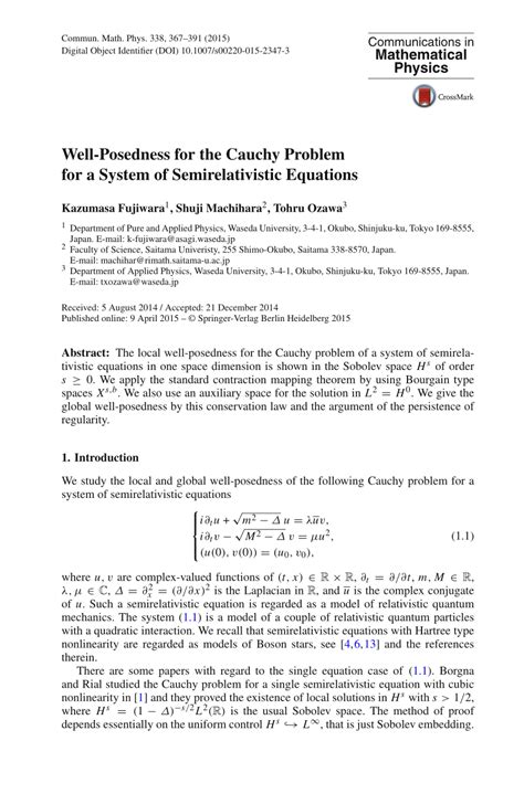 Pdf Well Posedness For The Cauchy Problem For A System Of
