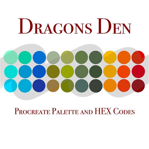 Dragons Den Procreate Palette Procreate Color Palette Hex Codes