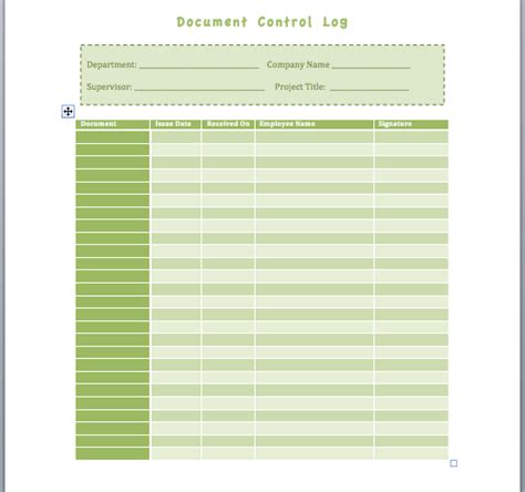 Document Control Log Templates Word Templates