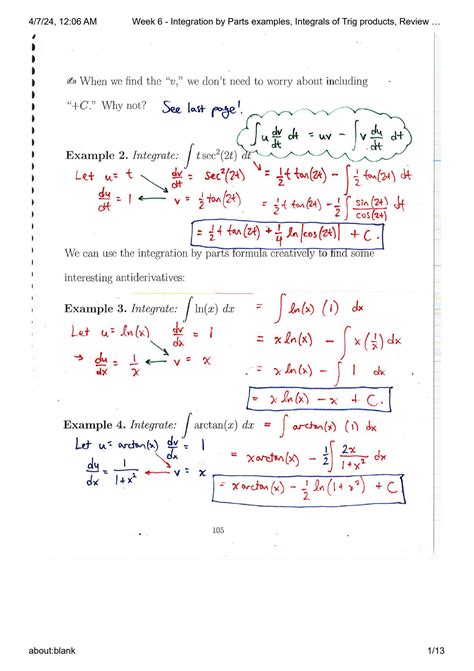 Solution Integration By Parts Examples Integrals Of Trig Products