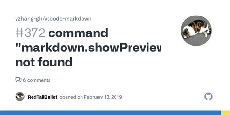 Command Markdown ShowPreviewToSide Not Found Issue Yzhang Gh Vscode Markdown GitHub