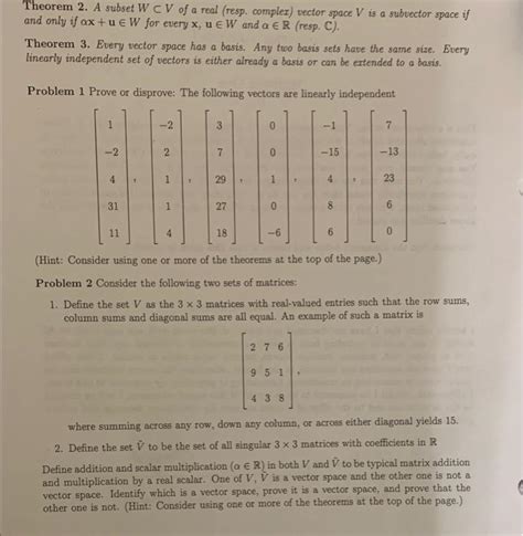 Solved Theorem A Subset WV Of A Real Resp Complex Chegg