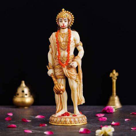 Marble Standing Hanuman Ji Murti For Pooja Room Standing Hindu Lord