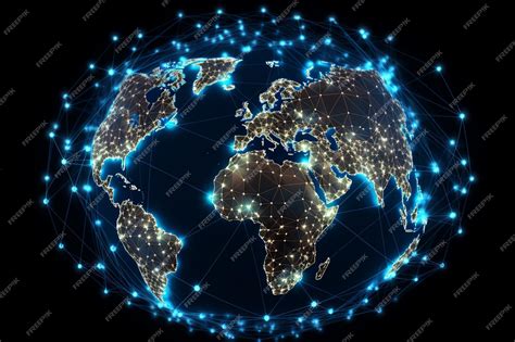 Global Network Connection World Map Abstract Technology Background Premium Ai Generated Image