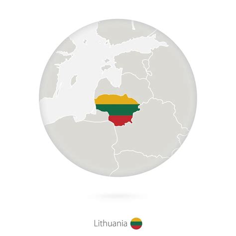 Map Of Lithuania And National Flag In A Circle 9677927 Vector Art At