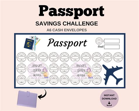 Passport Tracker A6 Passport Savings Challenge Fits A6 Cash