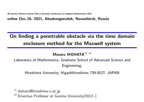 Pdf On Finding A Penetrable Obstacle Via The Time Domain Enclosure