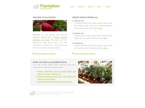Free Htmlcss Template Plantation Free Html Templates Free Css