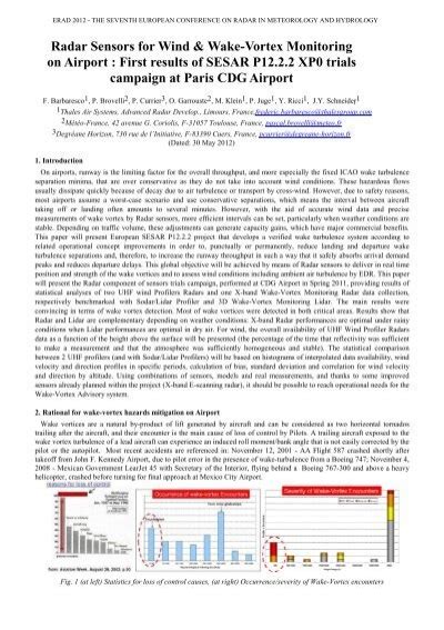 Radar Sensors For Wind And Wake Vortex Monitoring On Wakenet