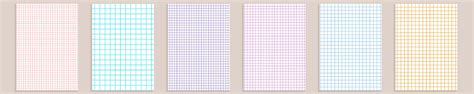 그리드 용지 세트입니다 색상 그래프가 있는 추상 적사각형 배경입니다 학교 벽지 질감 노트북기하학적 패턴 투명 한 배경에 격리 된 줄 지어 빈 A4 밀리미터 그래프 그리드 0