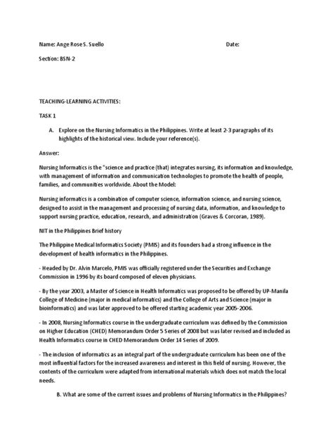 Ncm 110 Nursing Informatics Week 1 Answer Pdf Health Informatics Nursing