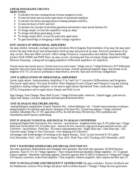 Linear Integrated Circuits Pdf Operational Amplifier Analog To Digital Converter
