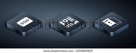 Set Isometric Ssd Card Case Computer Stock Vector Royalty Free