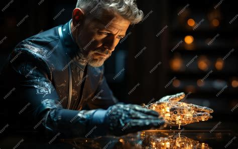 Premium Ai Image Exploring Complex Algorithms With A Humanoid Robot