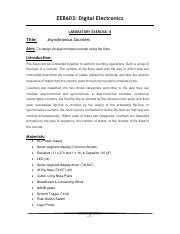 Lab 8 Asynchronous Counters Pdf EEB603 Digital Electronics LABORATORY EXERCISE 8 Title